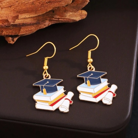 Jewelry | Stainless Steel Navy Graduation Cap Diploma Drop Books ...